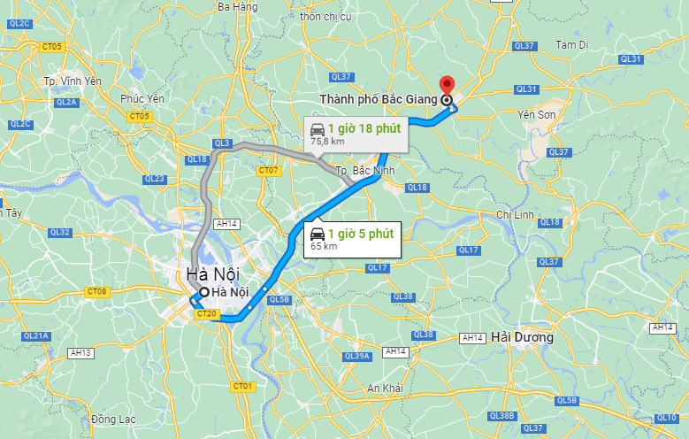 Từ Hà Nội đến Bắc Giang bao nhiêu km? Cách di chuyển đến Bắc Giang